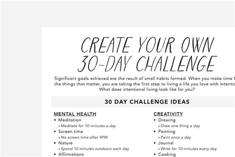 Create Your Own 30 Day Challenge Free Printable Passion Planner