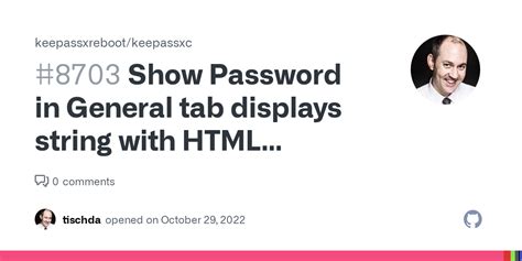 Show Password In General Tab Displays String With Html Entities · Issue