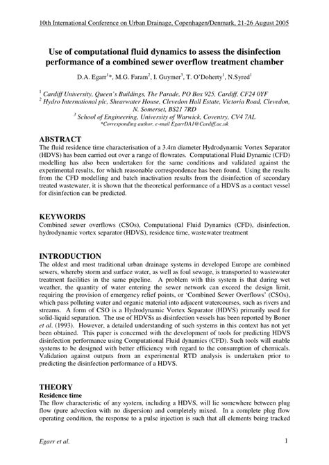 Pdf Use Of Computational Fluid Dynamics To Assess The Disinfection