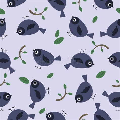 Vector Bird Branch Seamless Pattern Stock Vector Illustration Of