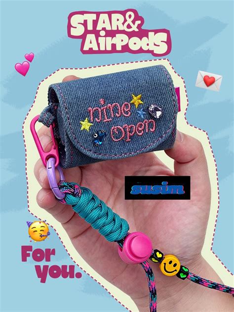 수심 수심 Denim Star Case 데님 에어팟 케이스 레트로 힙한 Y2k 포켓 보석 키치 위시버킷