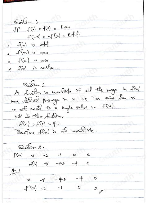 Solved Question Determine Whether Each Table Of Values Represents An Even Function An Odd