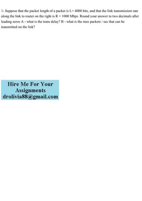 1 Suppose That The Packet Length Of A Packet Is L 4000 Bits And T Pdf