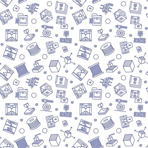 Premium Vector 3d Printing Vector Additive Manufacturing Thin Line Seamless Pattern