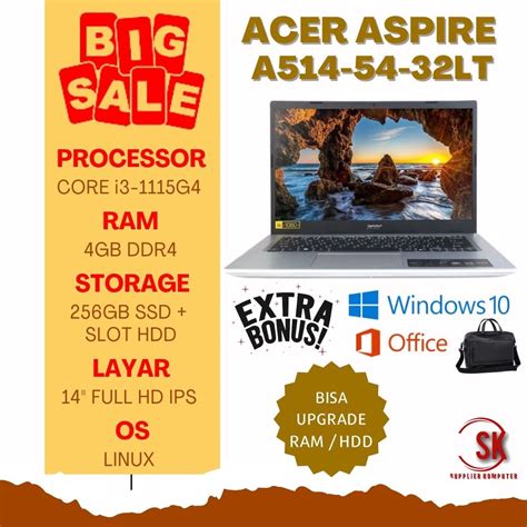 Jual Harga Promo Laptop Acer Aspire A Lt Core I Gen Ram Gb Gb Ssd Full