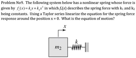 Problem No9 The Following System Below Has A Nonlinear Spring Whose
