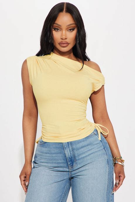 Vera One Shoulder Top Butter Yellow Fashion Nova