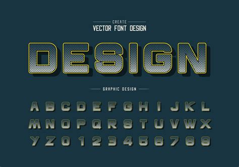 Halftone Square Font And Round Alphabet Vector Digital Design Typeface Letter And Number