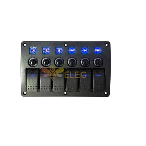 Elecbee Rv Marine 6 Gang Rocker Switch Panel With Dc12 24v Power Control Overload Protection