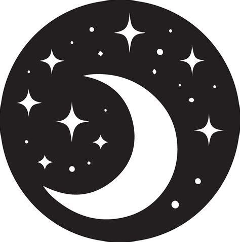 A Black And White Moon With Stars In The Sky 51312747 Vector Art At