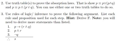 Solved Use Truth Table S To Prove The Absorption Laws Chegg