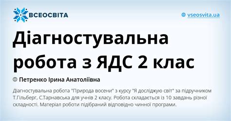 Діагностувальна робота з ЯДС 2 клас Інші методичні матеріали НУШ