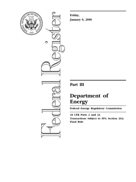 Rule Electric Utilities Federal Power Act Section 203 Transactions