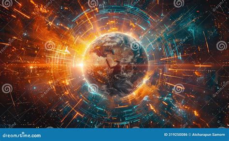 Digital Globe With Network Connections Social Network Communication In The Global Computer