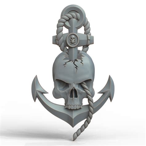 3d Datei 3d Modell Stl Datei Für Cnc Router Laser Und 3d Drucker 2586 Skull On Anchor 💀 ・3d