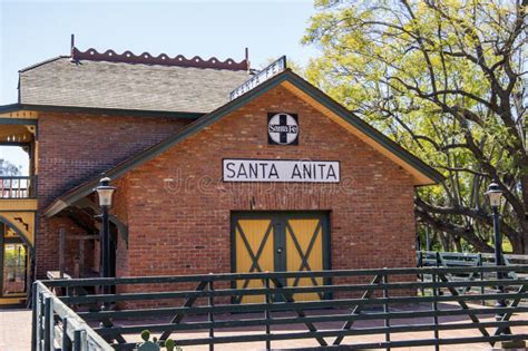 Santa Anita Train Depot With Lush Green Trees And Plants At The Los