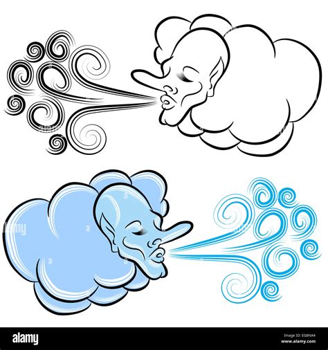 Cloud Face Blowing Wind Drawing