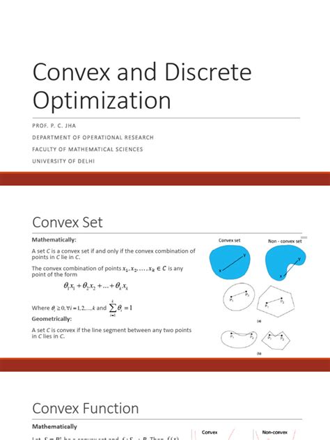 Convex And Discrete Optimization Lecture 1 Pdf Convex Set Function Mathematics