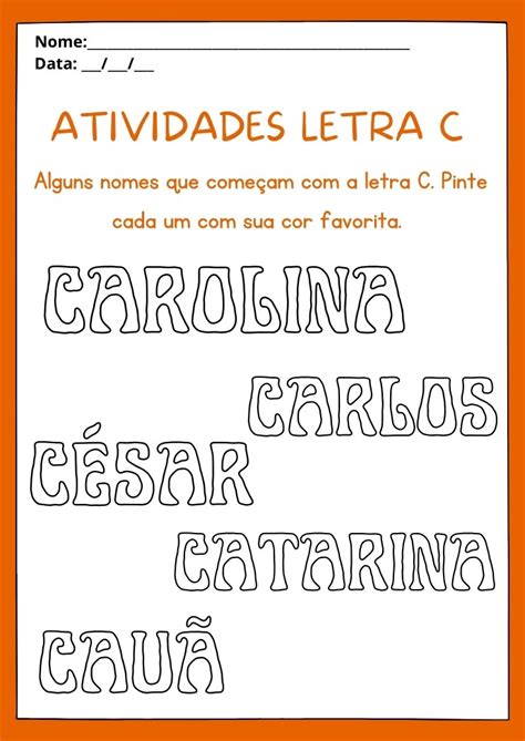 Atividades Com A Letra C Maiúscula E Minúscula Para Imprimir