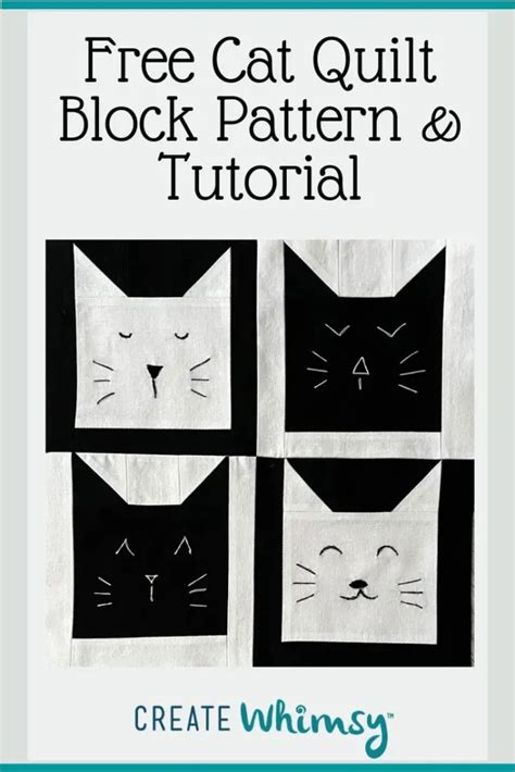 Cat Quilt Block Pattern Free Tutorial Create Whimsy