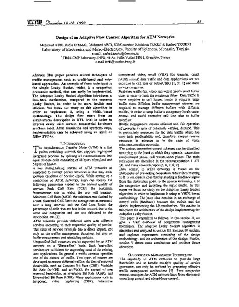 Design Of An Adaptive Flow Control Algorithm For Atm Networks