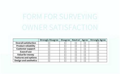 Optimizing Owner Satisfaction Survey Forms Excel Template Free