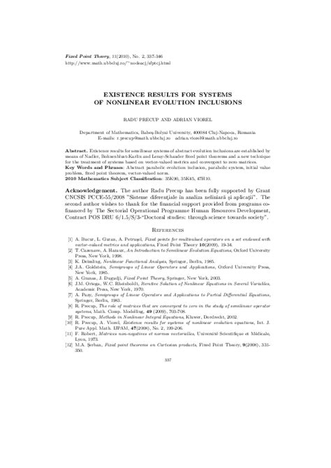 Pdf Existence Results For Systems Of Nonlinear Evolution Inclusions