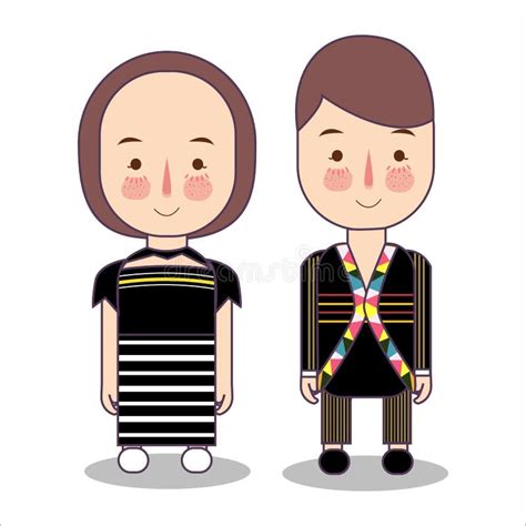 马来西亚rungus沙巴新娘和新郎动画片婚礼 传统全国衣裳 持续卡通人物 向量例证 插画 包括有 文化 衣物 135034673