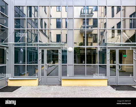 Exterior Of A Newly Constructed Modern Small Office Building Stock