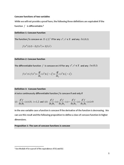 Concave Functions Of Two Variables X Xx X Pdf Utility Function Mathematics
