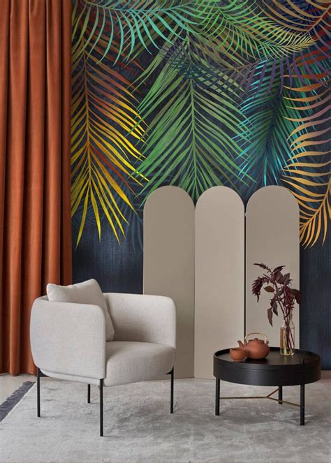 Colourful Tropical Leaves Wallpaper Mural Silk Interiors Wallpaper
