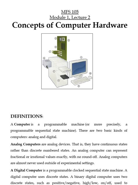 2 basics of computer hardware lecture 2 module 1 mfs 105 pdf