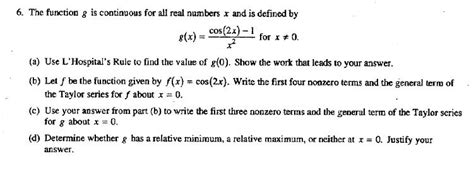The Function G Is Continuous For All Real Numbers X