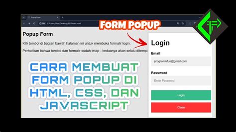 Cara Membuat From Popup Di Html Css Dan Javascript Youtube