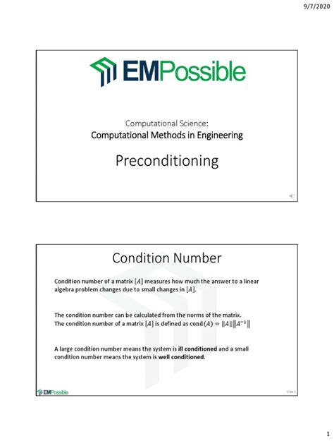 Preconditioning Condition Number Pdf Mathematical Analysis Mathematical Relations