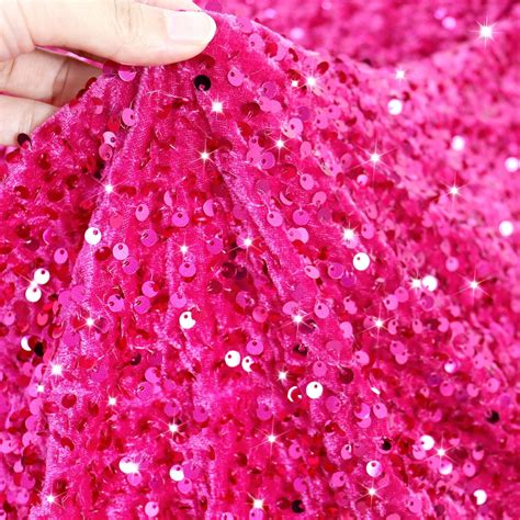 Patydest Sequin Fabric By The Yard 1 Yard Hot Pink Sequin