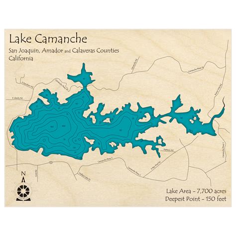 Lake Camanche 3d Custom Wood Map Lake Art Llc