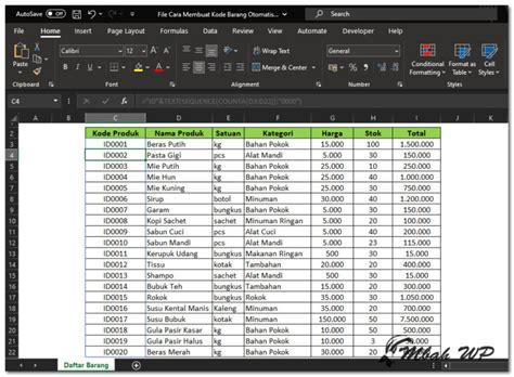 Cara Membuat Kode Barang Otomatis Di Excel