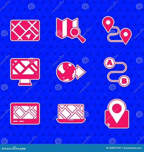 Set Location On The Globe City Map Navigation Folded With Location Marker Route Gps Device