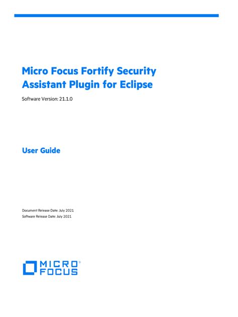 Fillable Online Micro Focus Fortify Security Assistant Plugin For