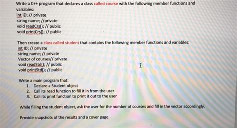 Solved Write A C Program That Declares A Class Called