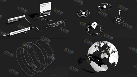 C4d科技地球连线插件预设 玩酷cg