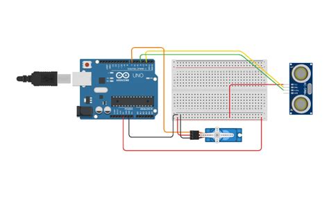 Circuit Design Sensörlü çöp Kutusu Tinkercad