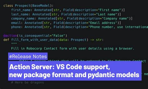 Action Server Vs Code Support New Package Format And Pydantic Models Robocorp