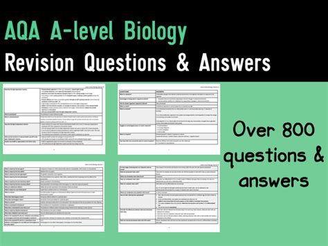 Aqa A Level Biology Revision Questions And Answers Teaching Resources