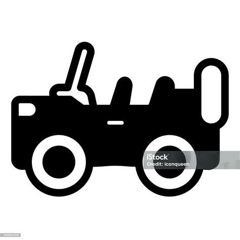 앞 창문 솔리드 아이콘 사막 운송 개념과 컨버터블 자동차 벡터 그래픽입니다 자동차 흰색 배경에 군사 차량 기호 스타일 모바일 또는 디자인 Brand Name Domestic