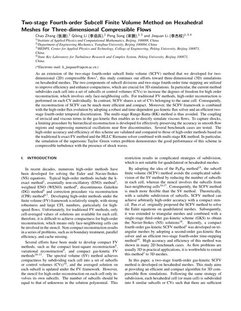 Pdf Two Stage Fourth Order Subcell Finite Volume Method On Hexahedral Meshes For Three