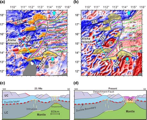 A Maps Of The Magnetic And B Gravity Anomaly Of The Scs