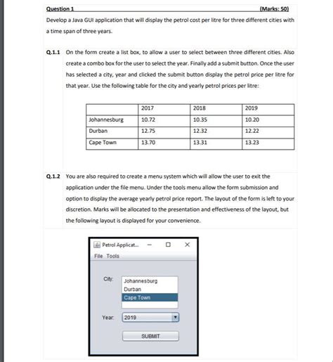 Solved Question 1 Marks 50 Develop A Java Gui Application
