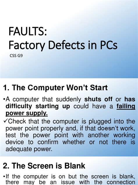 Faults Factory Defects In Pcs Css G9 Pdf Spyware Computer Virus